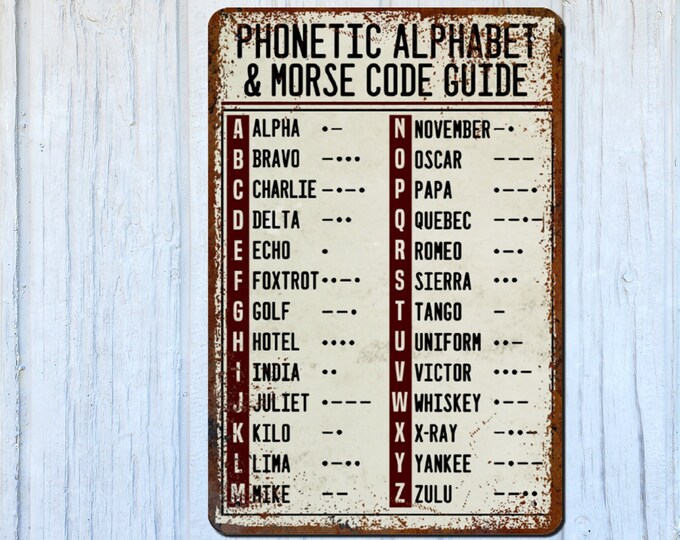 Phonetic Alphabet Metal Sign 8x12 | Morse Code Military Radio Operator ...