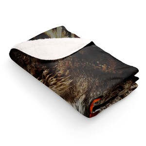 Giant Owl Face Fleece Blanket 50x60 60x50 Big Face Animal Great Horned ...