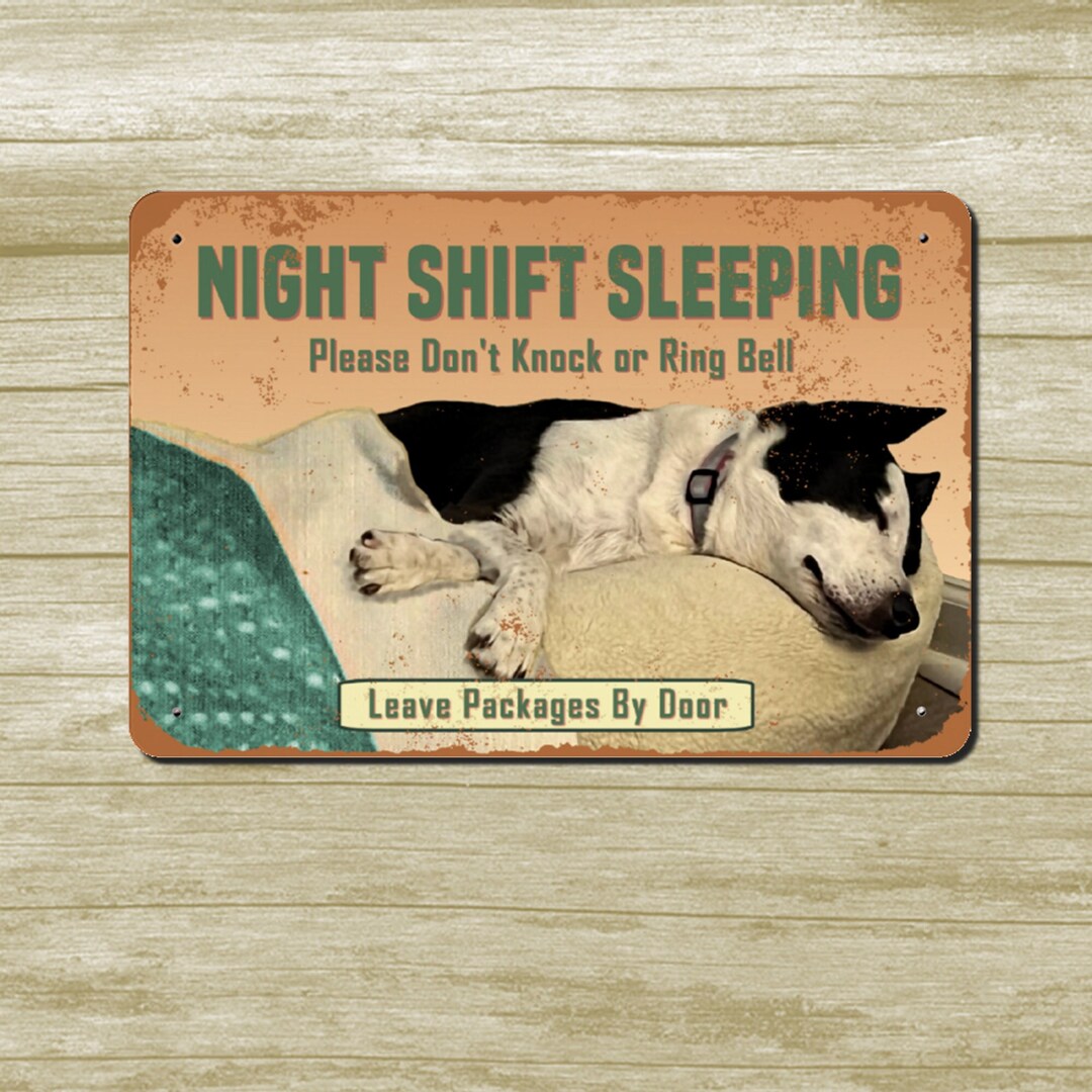 Night Shift Sleeping Sign / Do Not Knock Napping Puppy Cute Dog Hanging ...