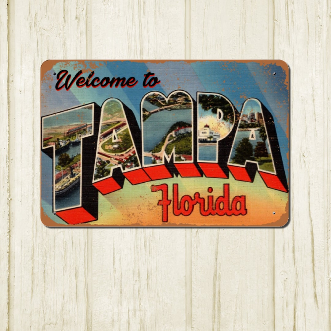 Welcome to Tampa Metal Sign / Retro Florida Vintage Housewarming Gift ...