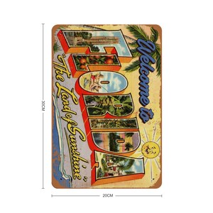 Welcome to Florida Metal Sign / 12x8 Aluminum Retro Ocean Seashore ...