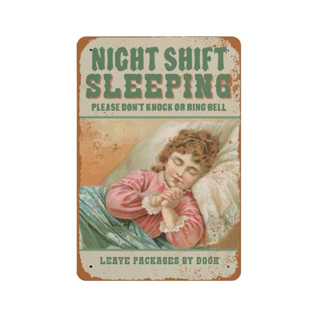 Night Shift Sleeping Metal Sign / Do Not Knock Napping Victorian Woman ...