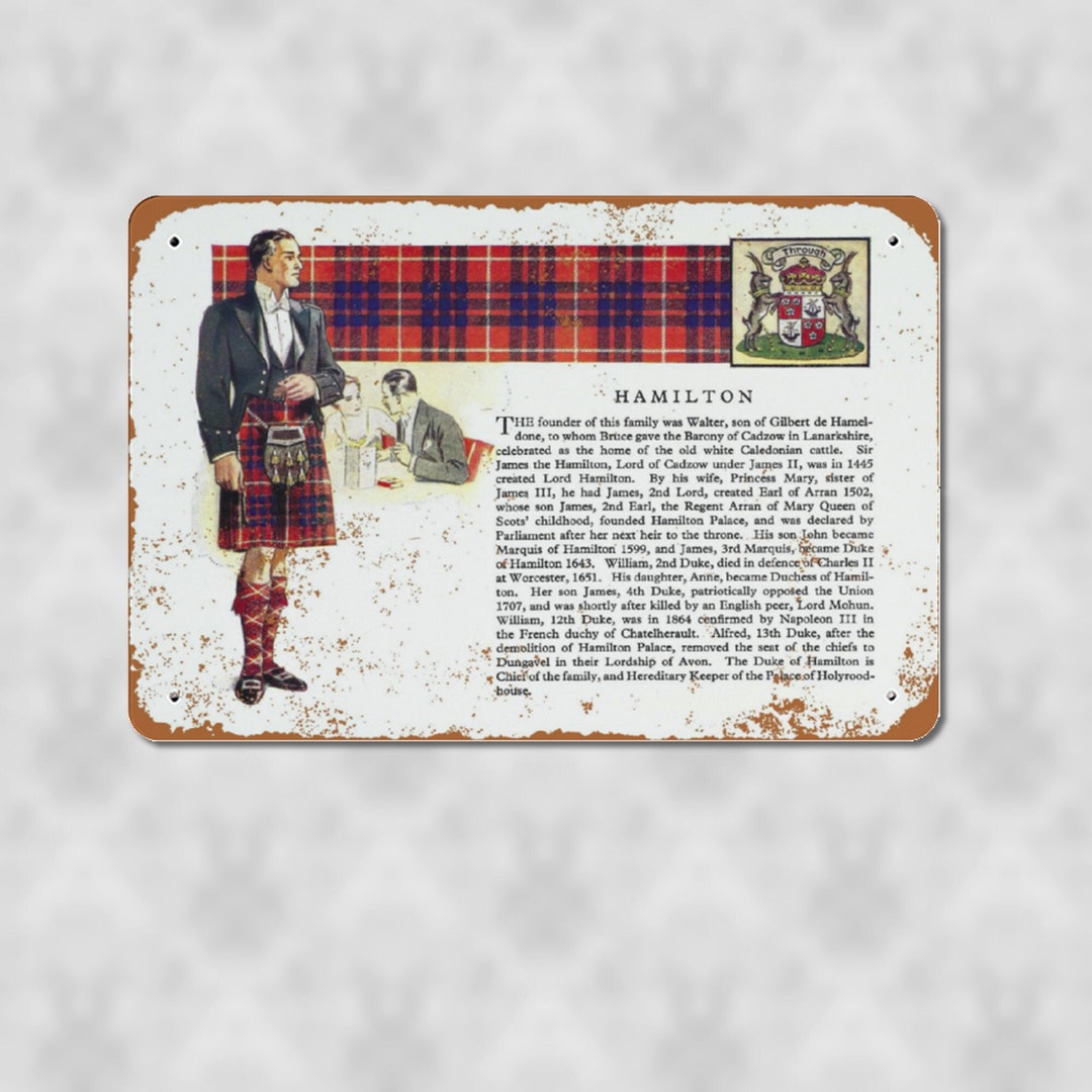 Clan Hamilton Metal Sign / 12x8 Aluminum Wall Art With Family History ...