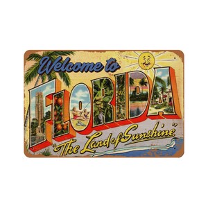 Welcome to Florida Metal Sign / 12x8 Aluminum Retro Ocean Seashore ...