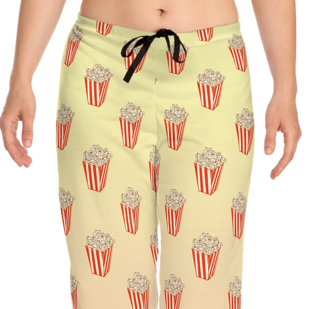 Movie Popcorn Lounge Pants Pajamas / Movie Night Women's Casual ...