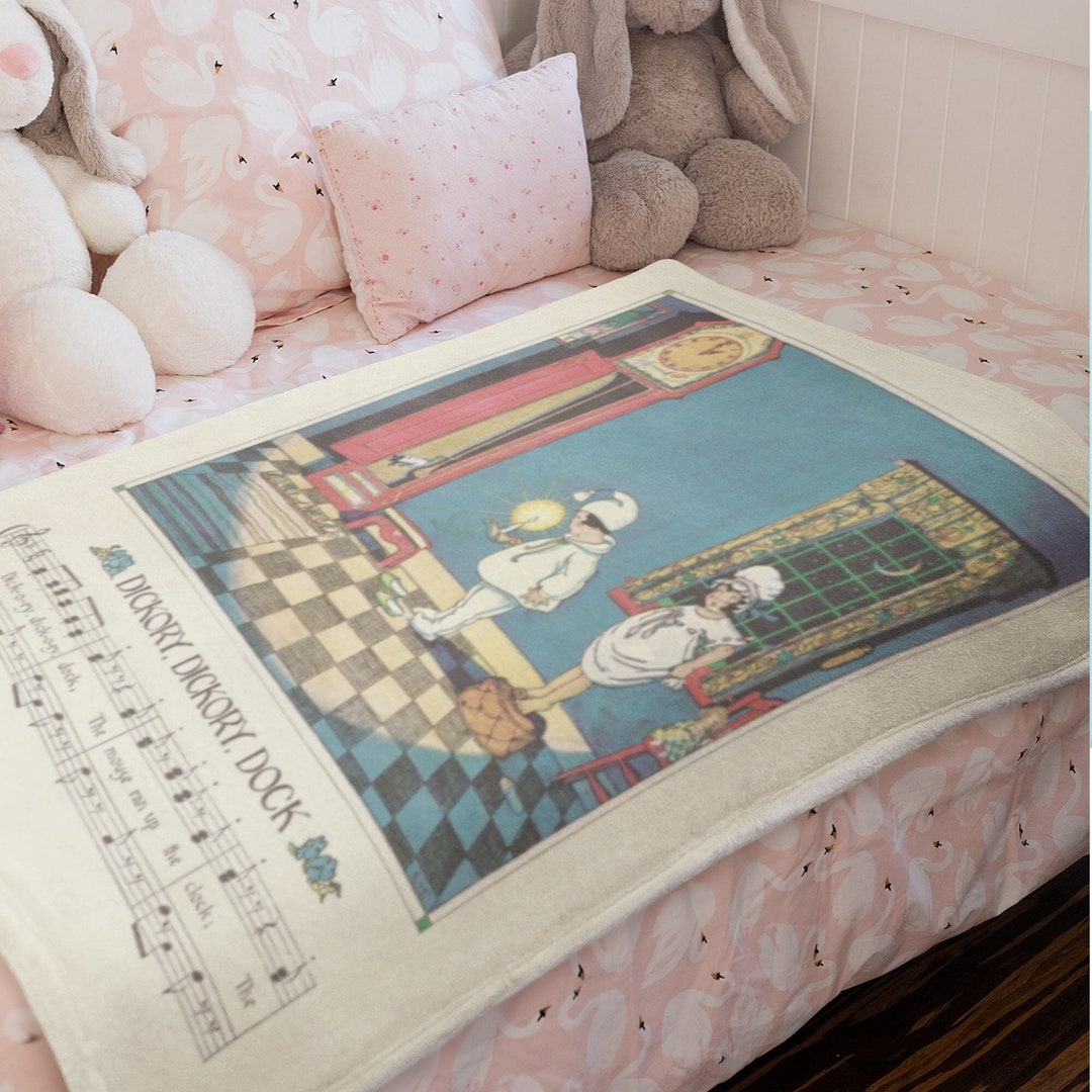 Dickory Dock Blanket / Mother Goose Nursery Rhyme Soft Fleece Baby ...