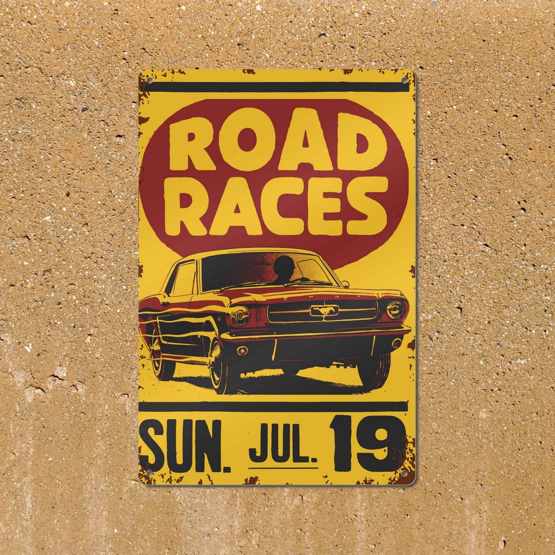 Road Racing Mustang Metal Sign / Retro Vintage 8x12 Aluminum Sign for ...