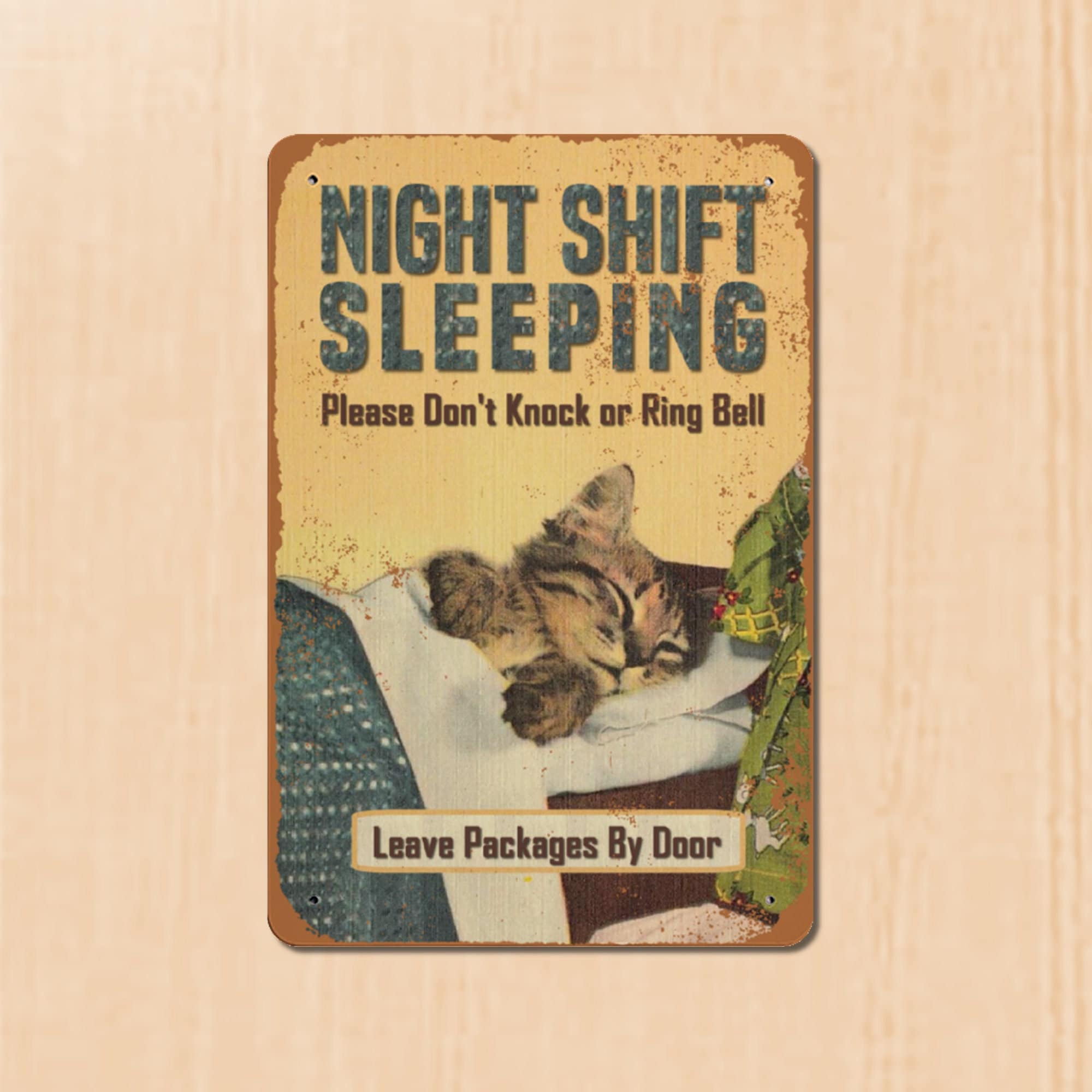 Night Shift Sleeping Sign / Do Not Knock Napping Kitten Cute Cat ...