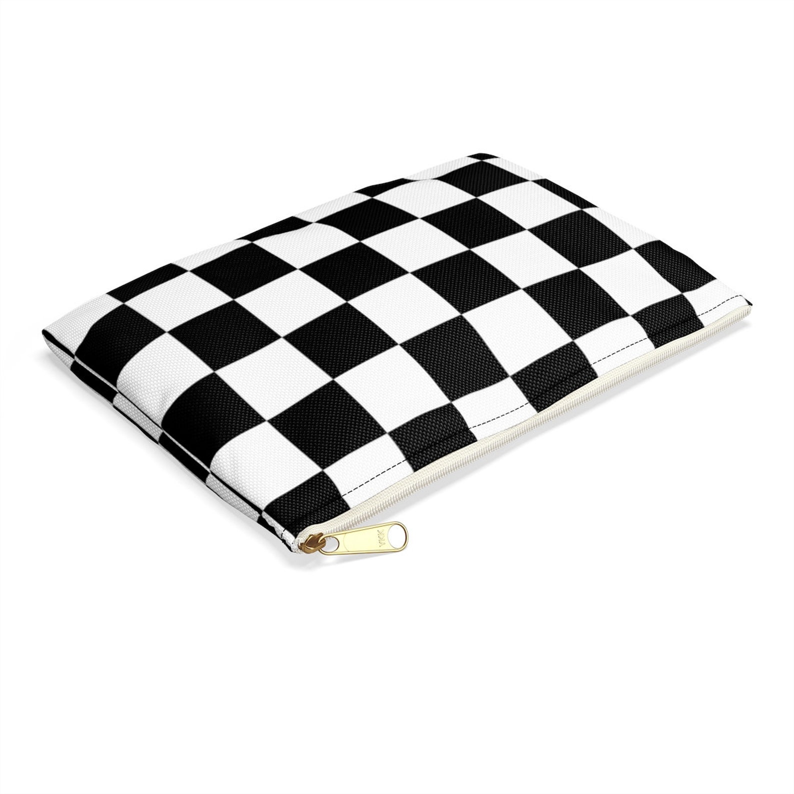 Black White Checkerboard Checkered Makeup Bag Funny Cosmetic - Etsy