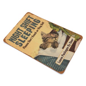 Night Shift Sleeping Sign / Do Not Knock Napping Kitten Cute Cat ...