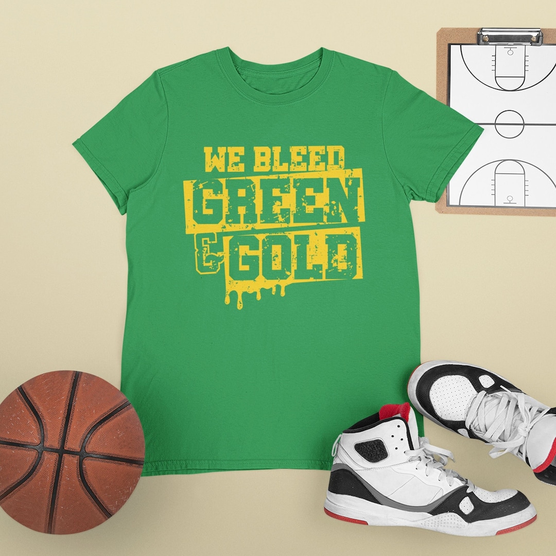 We Bleed Green & Gold T-shirt / High School Game Day Group Football Basketball Volleyball Sports ...