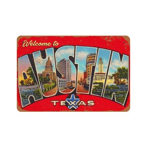 Welcome to Austin Metal Sign / 12x8 Aluminum Retro Vintage Texas ...