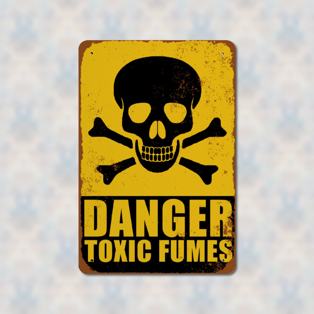 Toxic Fumes Bathroom Sign / Funny 8x12 Metal Sign Danger Skull Stinky ...