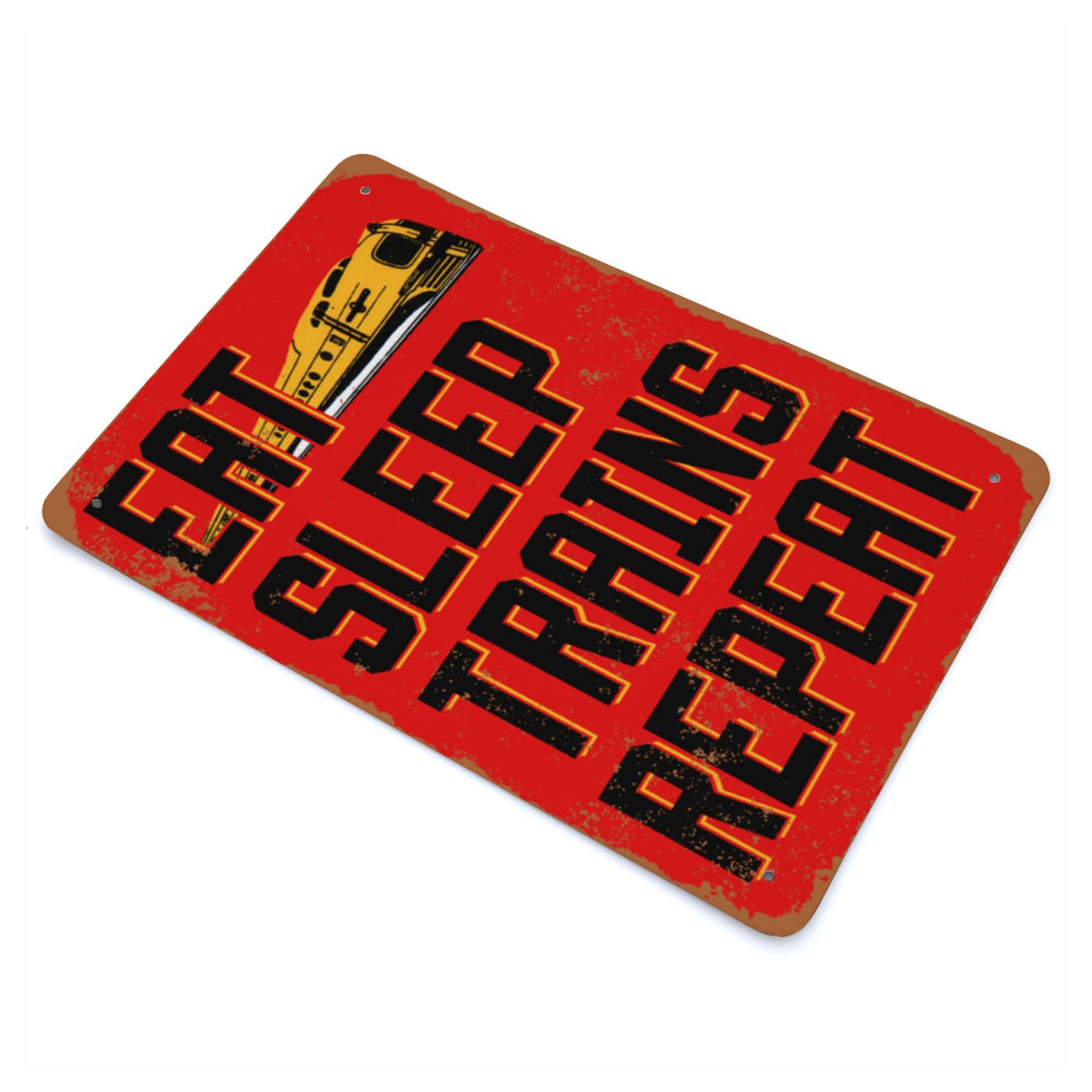 Train Buff Metal Sign 8x12 / Eat Sleep Trains Repeat Railfan Model ...