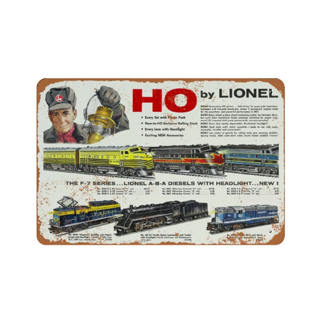 Model Trains Metal Sign 12x8 / Vintage 1950s Lionel Catalog Art HO ...
