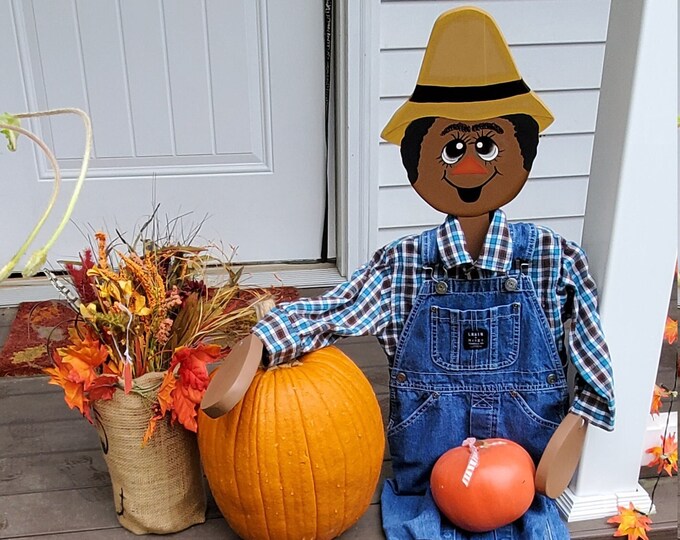 African American Scarecrow, Sitting Scarecrow, Scarecrow Porch Sitter ...