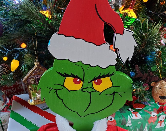 Grinch Porch Sitter, Outdoor Christmas Decoration, Winter Porch ...