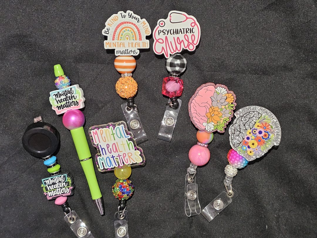 Mental Health Beaded Badge Reels, Mental Health Badge Reels ...