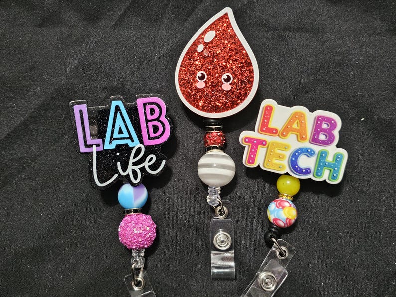 Lab Technician Badge Reels, Phlebotomist Badge Reel, Lab Tech Badge ...