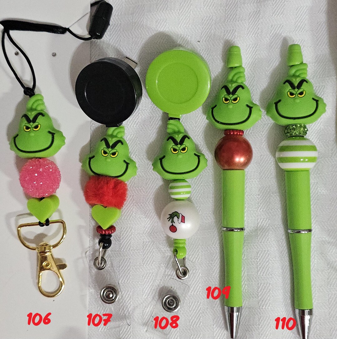 Grinch Pens, Grinch Badge Reels, Grinch Key Chains, Grinch Beaded Key ...