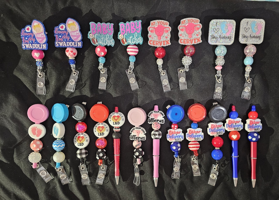 Labor and Delivery Badge Reels, OB/GYN Badge Reels, Beaded Badge Reels ...