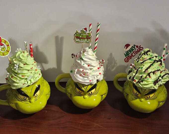 Green Monster Mug Topper, Faux Whipped Cream Topper, Coffee Cups With ...