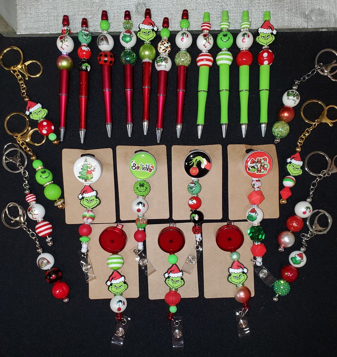 Grinch Pens Grinch Badge Reels Grinch Key Chains Grinch - Etsy