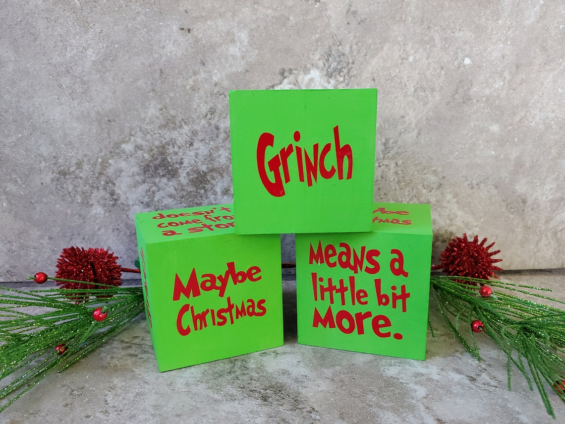 Grinch Decor Grinch Christmas Decorations Grinch Blocks - Etsy
