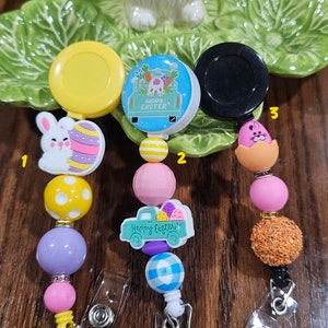 EASTER SALE See DESCRIPTION Easter Badge Reels, Beaded Easter Badge ...