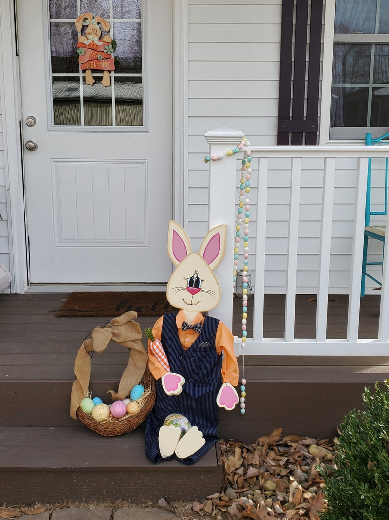 Easter Bunny Porch Sitter Spring Porch Sitter Outdoor Spring - Etsy