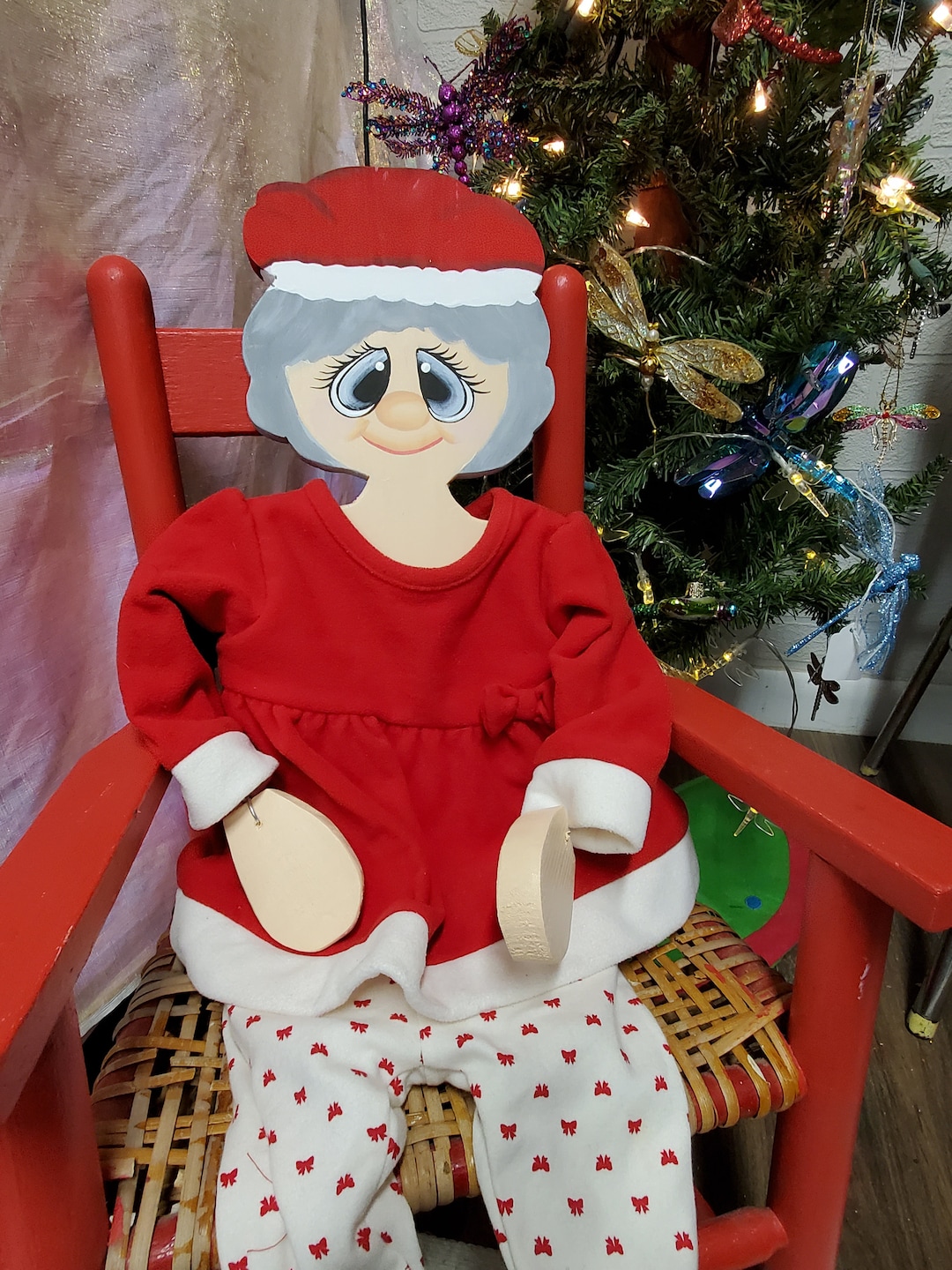 Mrs. Santa Porch Sitter, Winter Porch Decorations, Outdoor Christmas ...