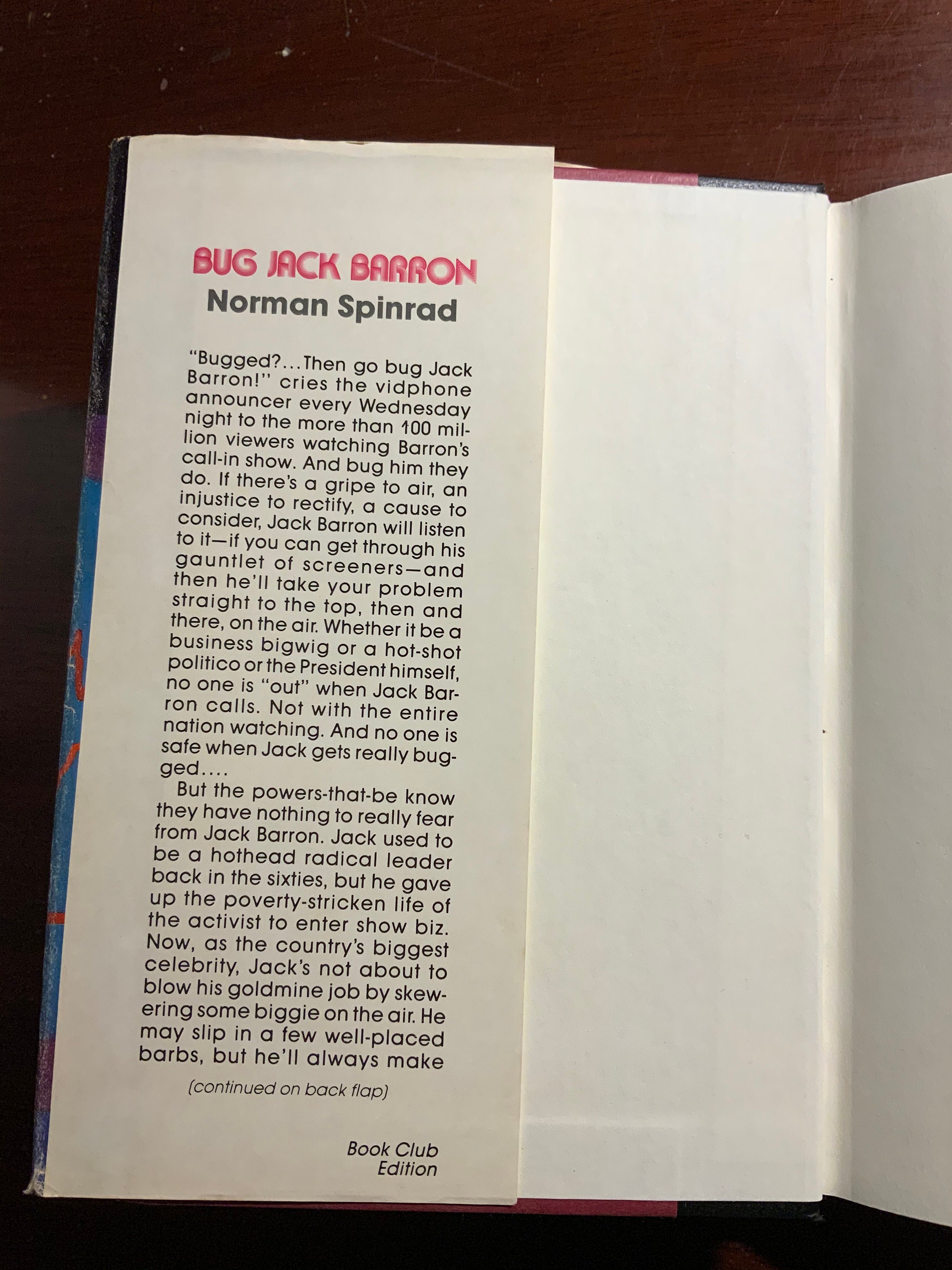 Bug Jack Barron Norman Spinrad BCE Book Club Edition Hardcover - Etsy