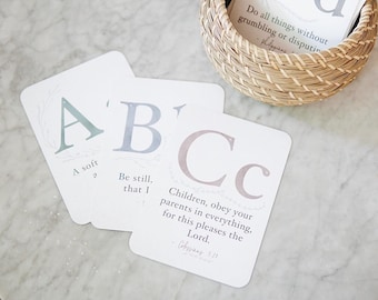 DIGITAL ABC Scripture Memory Verse Flashcards | Bible Verse Alphabet ...