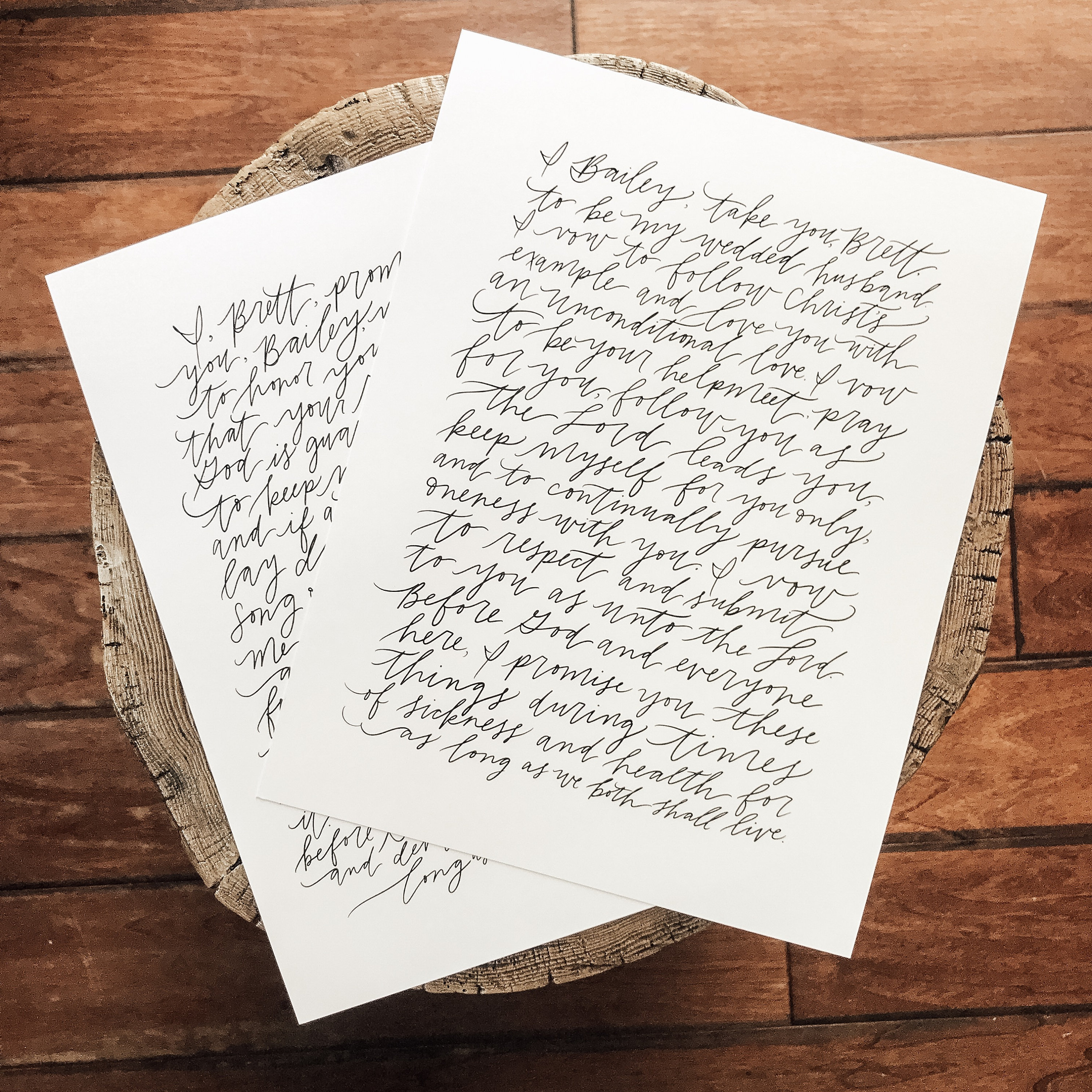 Custom Hand-lettered Wedding Vows | Etsy