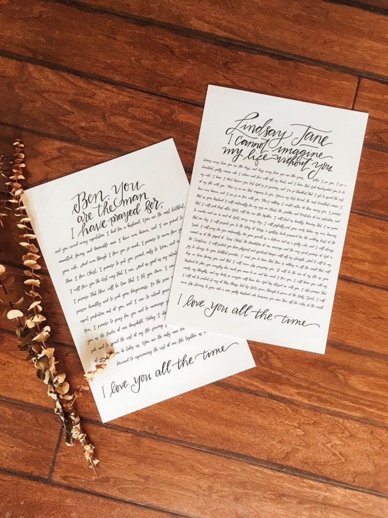 Custom Hand-lettered Wedding Vows | Etsy