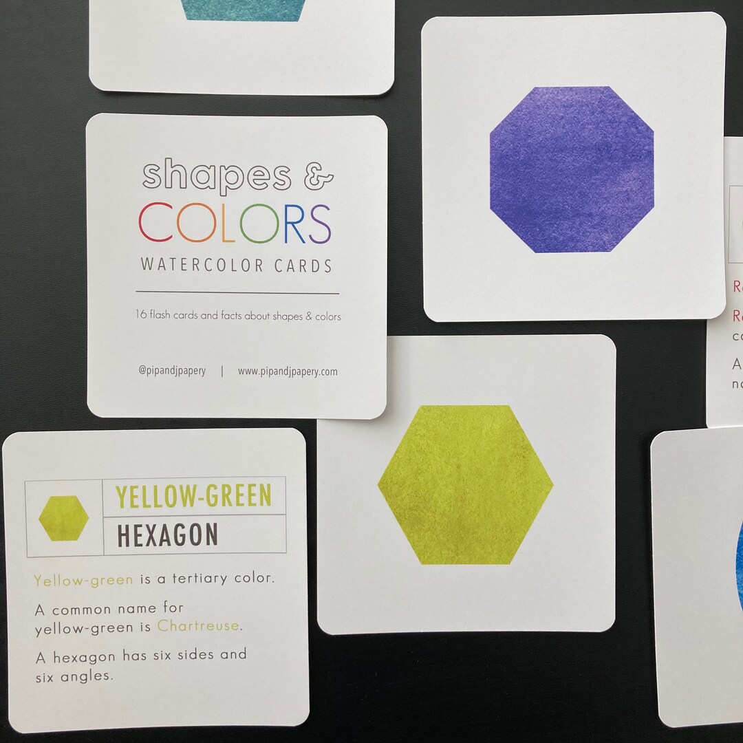 Shapes and Colors Watercolor Cards - Shape Cards - Color Cards - Shapes ...