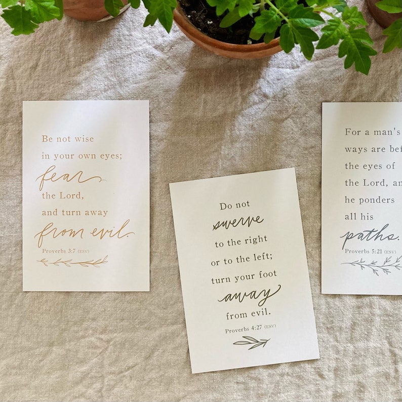 Proverbs Pack Handlettered Scripture Cards Encouragement - Etsy