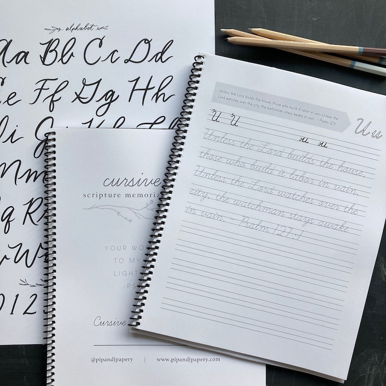 Cursive ABC Scripture Memorization Workbook, Cursive Penmanship ...