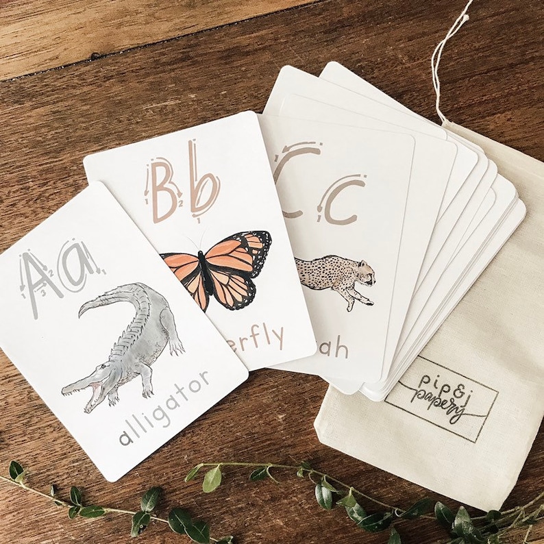 Animal ABC + 123 Flash Cards – Watercolor Illustration (homeschool) - Etsy