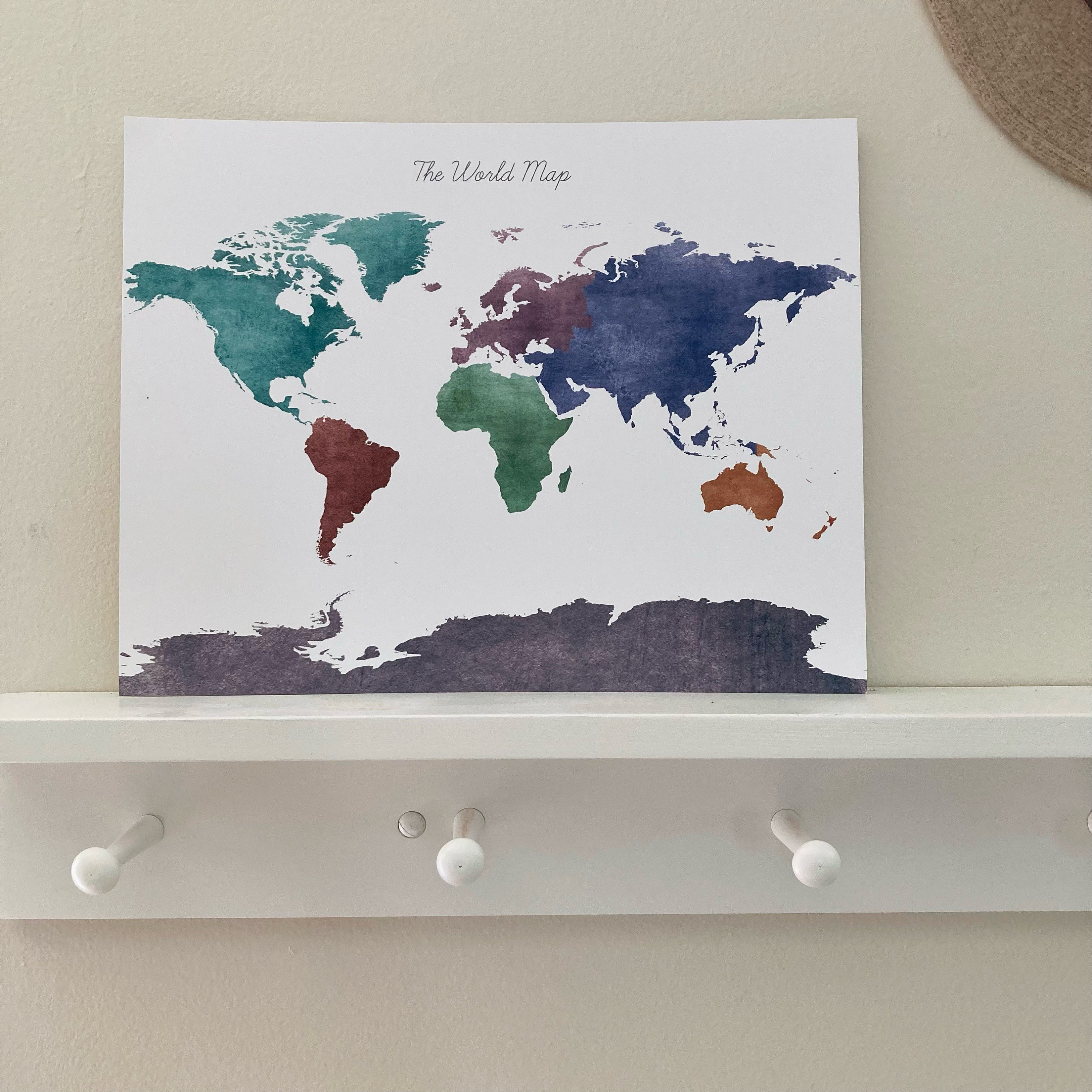 Watercolor World Map Poster – Educational Geography Art - Etsy