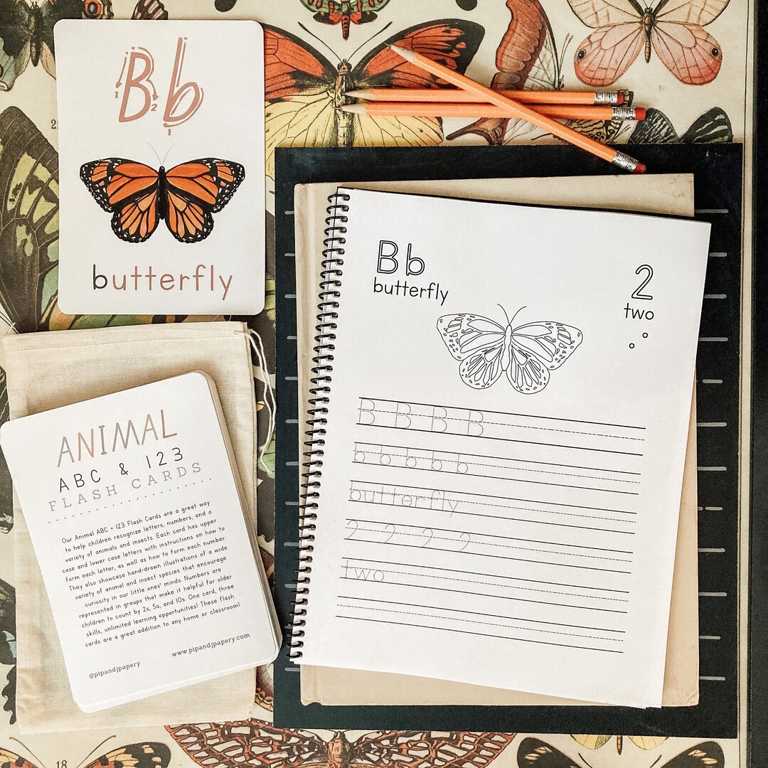 Animal ABC + 123 Cards & Workbook – Homeschool Penmanship Bundle - Etsy