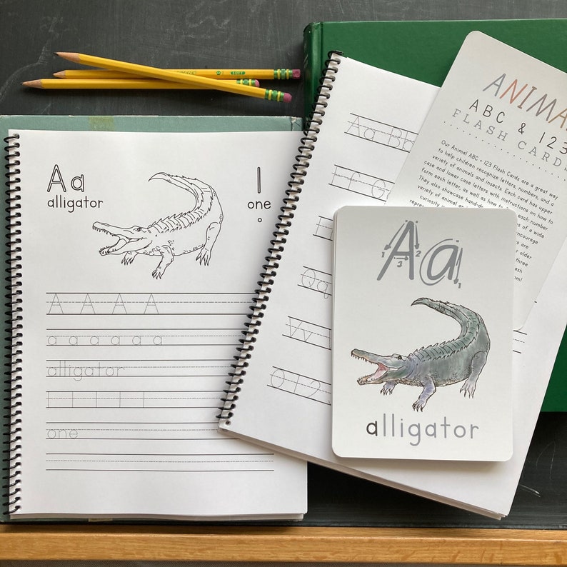 Animal ABC 123 Cards & Workbook BUNDLE Penmanship Practice | Etsy