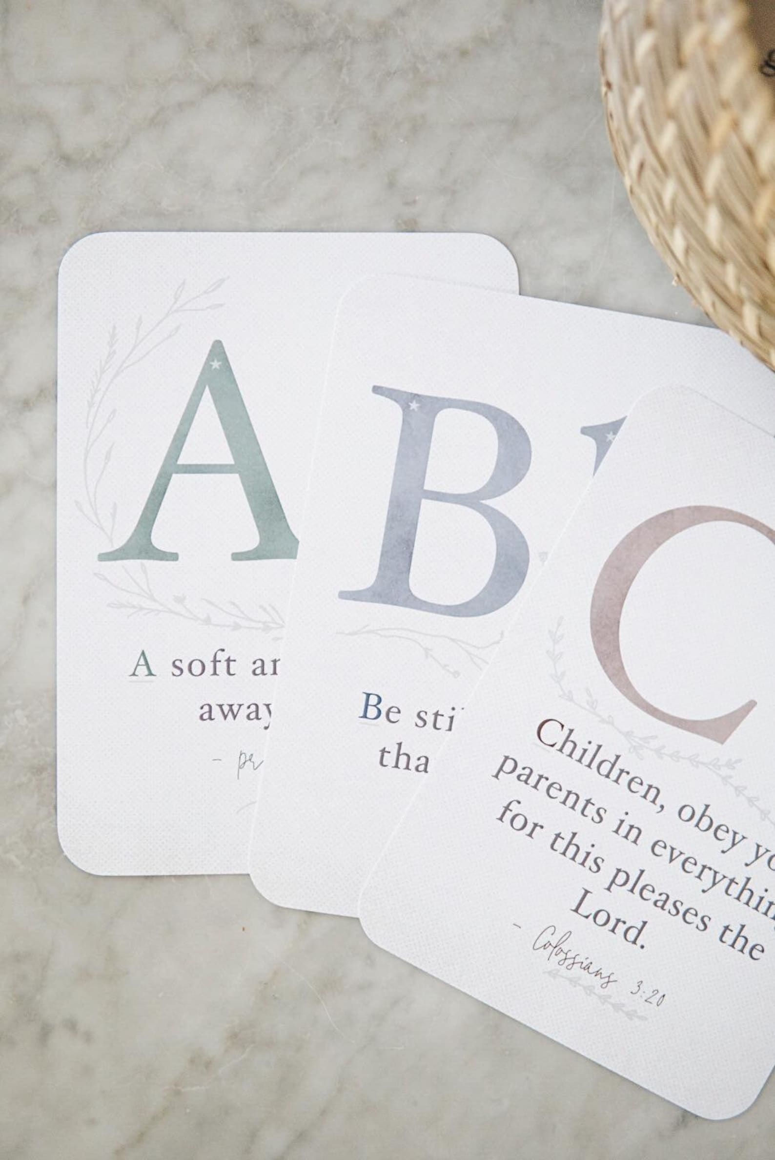 ABC Scripture Memorization Cards, Abc Bible Flash Cards, Abc Bible ...