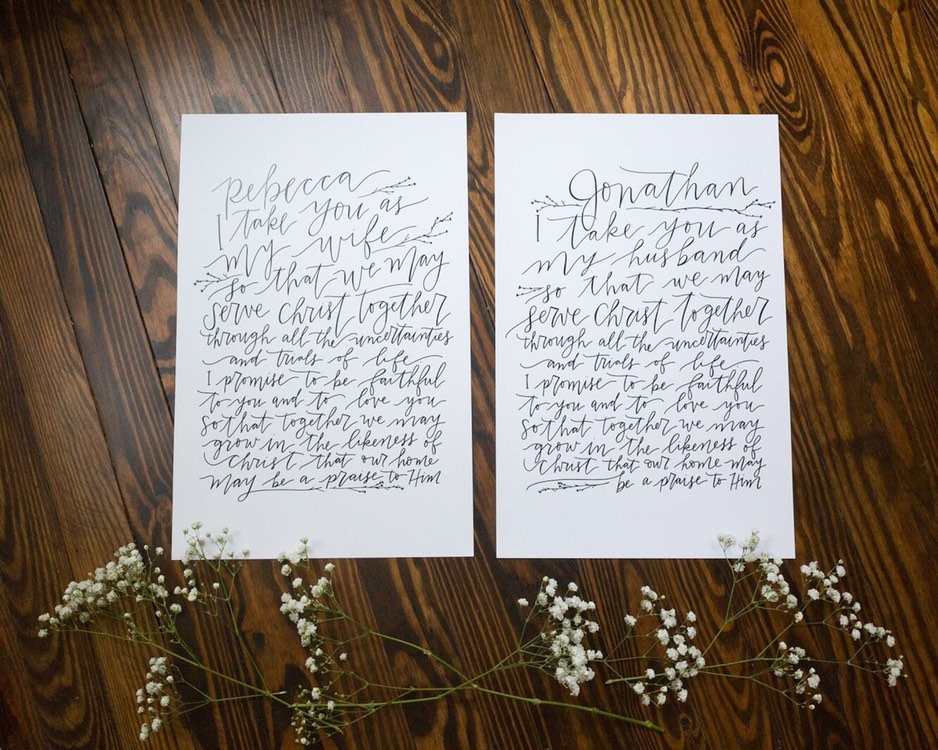 Custom Hand-lettered Wedding Vows | Etsy