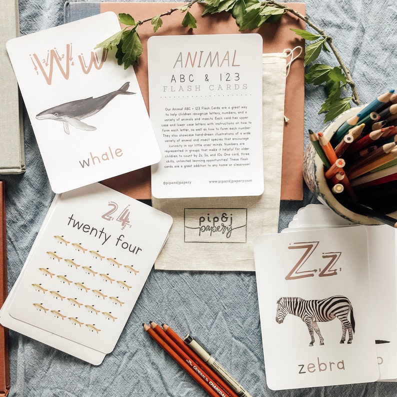 Animal ABC 123 Flash Cards Animal ABC Cards Animal - Etsy