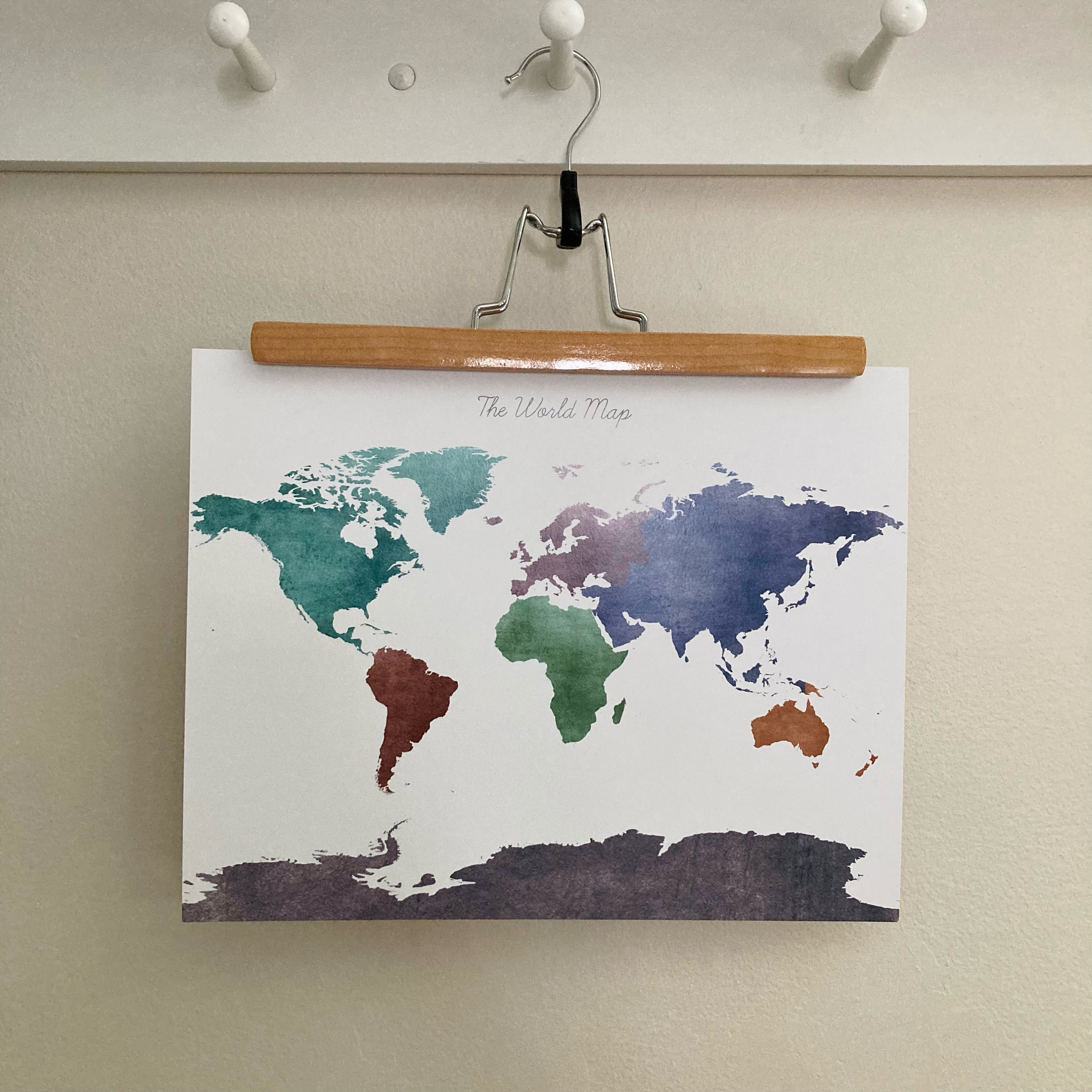 Wold Map Watercolor Poster Geography Map Continents and - Etsy