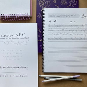 Cursive ABC Scripture Memorization Workbook, Cursive Penmanship ...