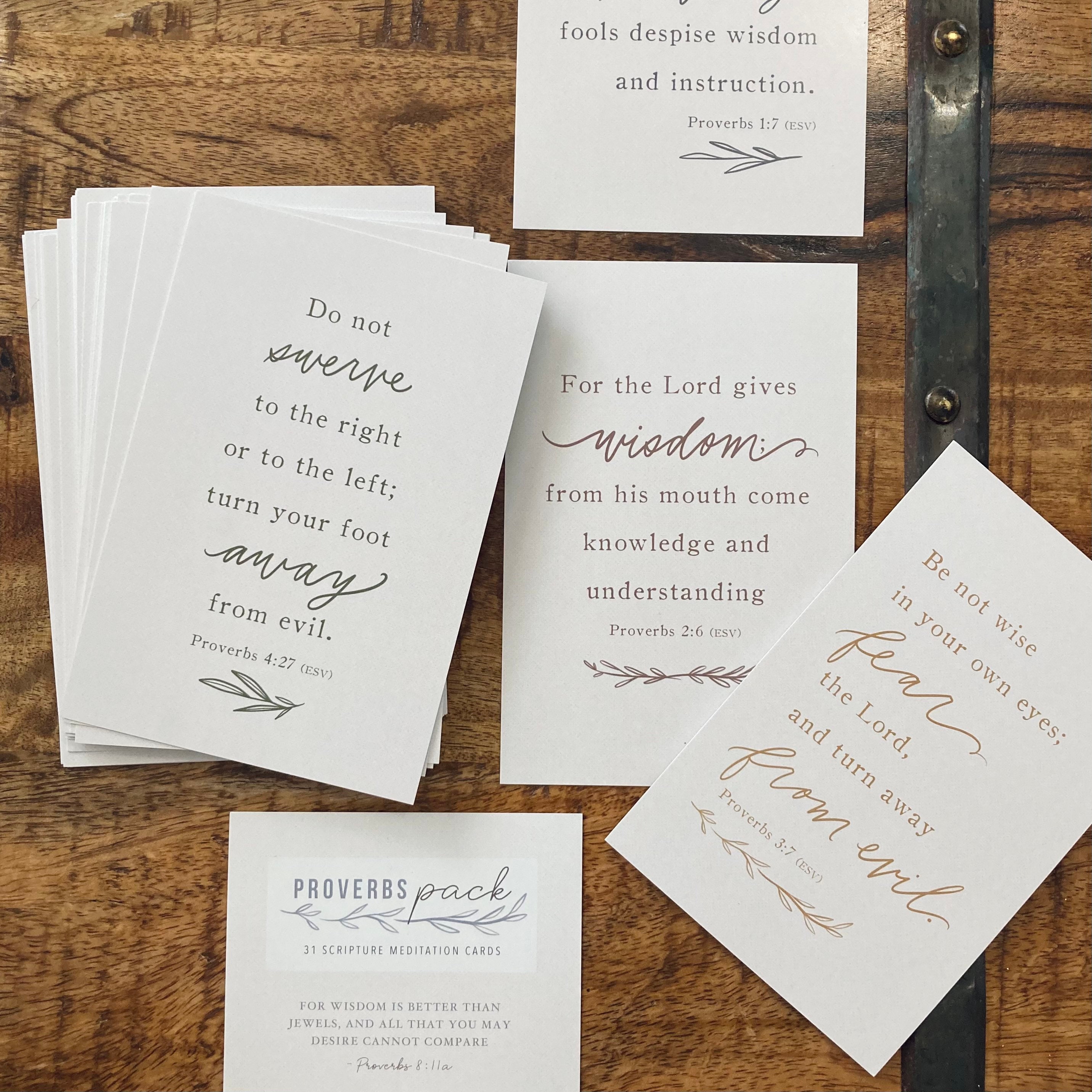 Proverbs Pack Handlettered Scripture Cards Encouragement - Etsy