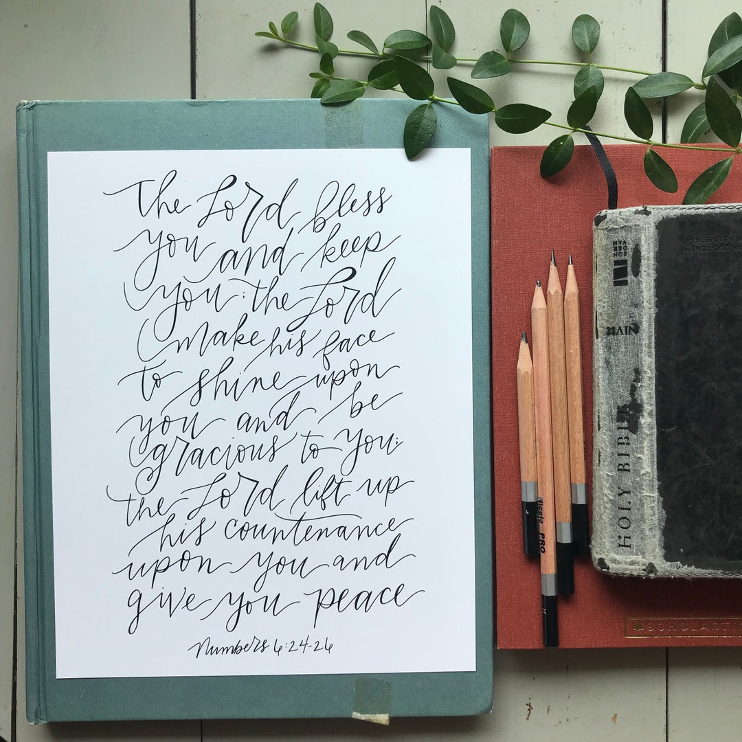 Handlettered Numbers 6:24-26 Scripture Print - Bible Verse Art - Etsy