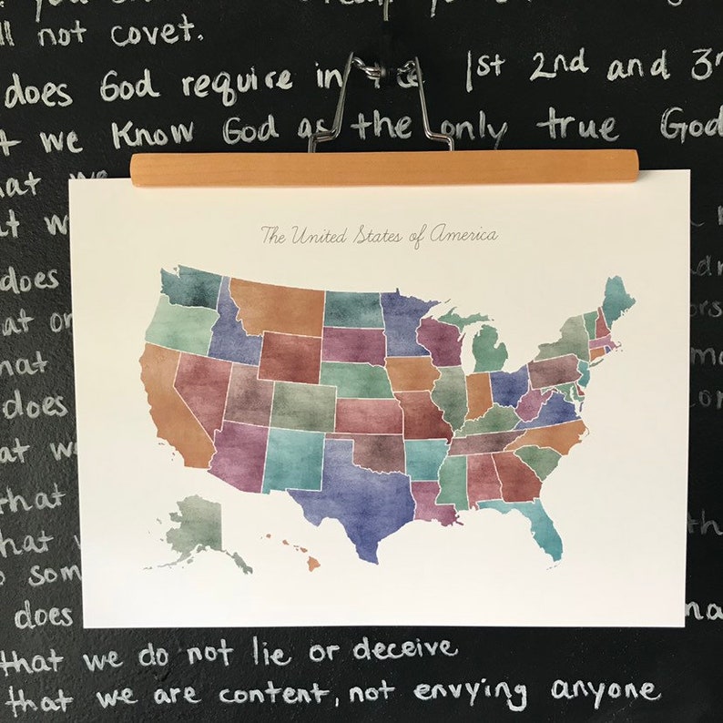 USA Watercolor Map Poster USA Map United States Map | Etsy